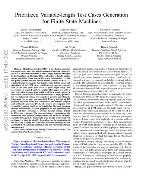 pdf prioritized variable length test cases generation for finite state machines