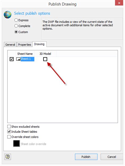 Failed To Publish Model Error When Publishing To DWF In Inventor