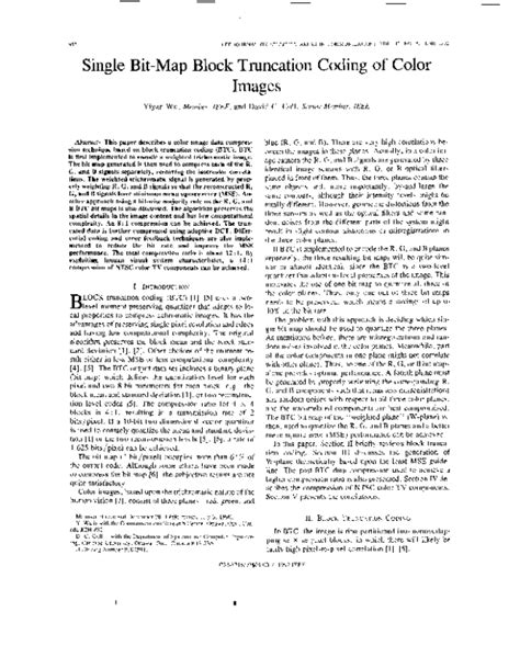 pdf single bit map block truncation coding of color images yiyan wu