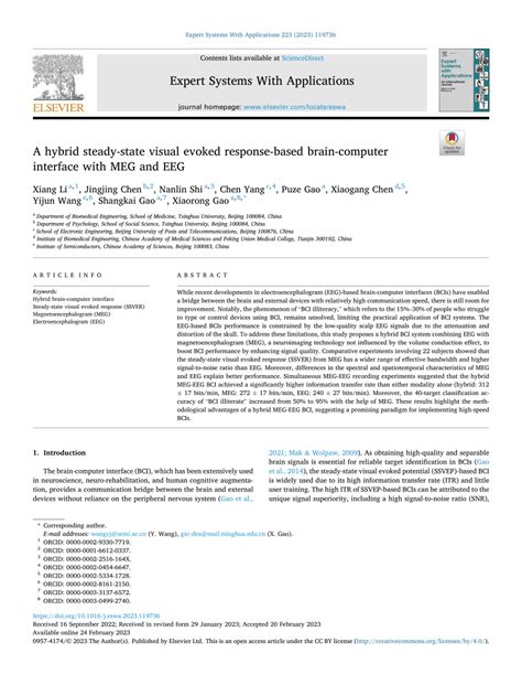 pdf a hybrid steady state visually evoked response based brain computer interface with meg and eeg