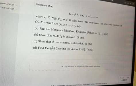 solved suppose that yi β1xi ϵi i 1 … n where ϵi∼ iid