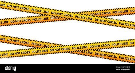 Police Line Do Not Cross Tapes Crossed Yellow And Black Caution