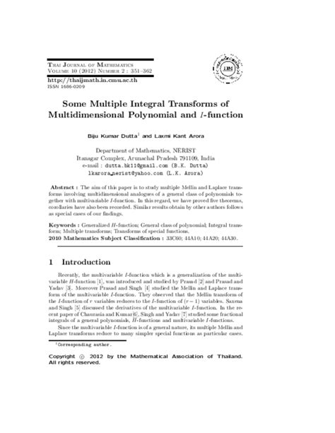 pdf some multiple integral transforms of multidimensional polynomial and i function laxmi