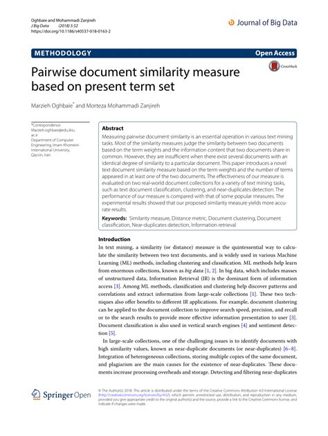 pdf pairwise document similarity measure based on present term set