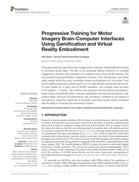 pdf progressive training for motor imagery brain computer interfaces using gamification and