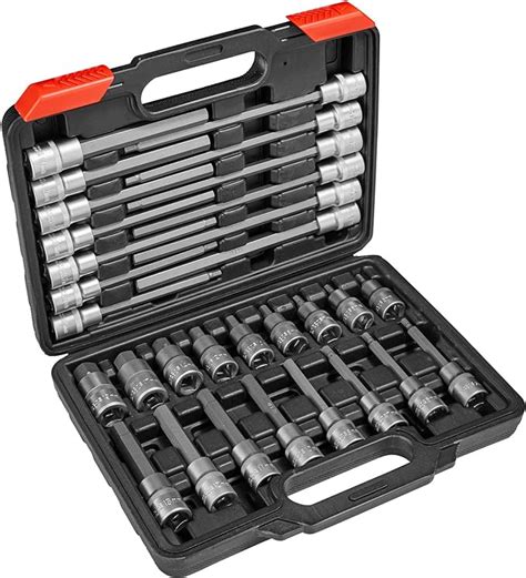 TecTake Ensemble de clé à douille embouts hexagonal intérieur longues