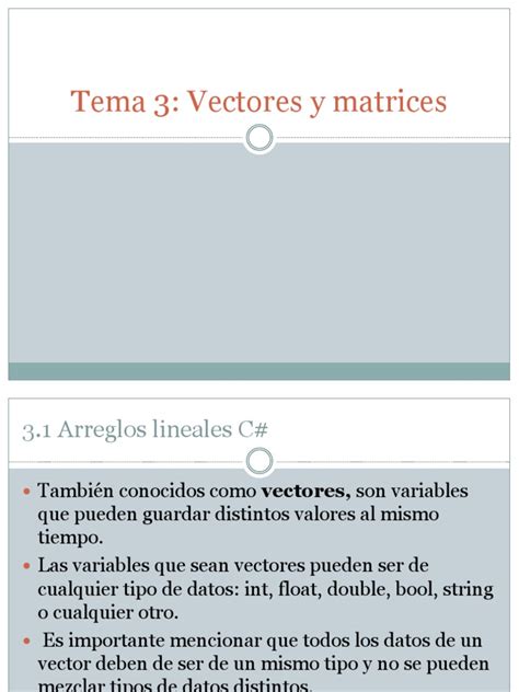 tema 3 pdf estructura de datos de matriz c sharp lenguaje de programación