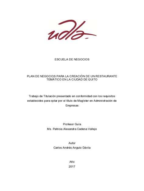 Completable En línea dspace udla edu Plan de negocios para la creacin