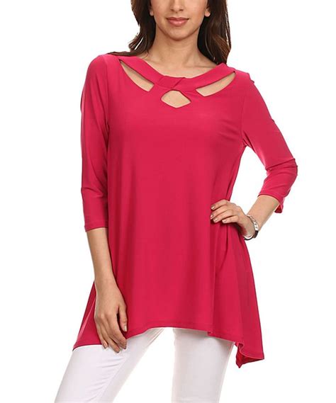 Fuchsia Cutout Sidetail Tunic Tunic Fuchsia Tops