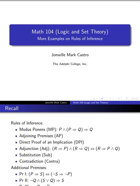 math 104 module 1 beamer rules of inference pdf inference metalogic