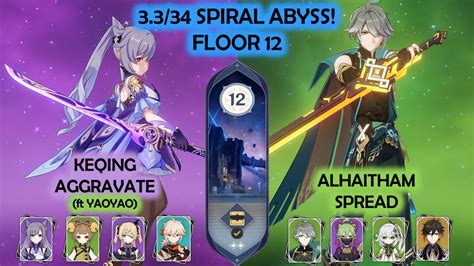 3 3 3 4 Spiral Abyss Keqing Yaoyao Aggravate Alhaitham Spread Floor