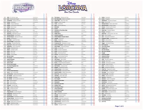 LORCANA 1st Chapter Checklist 2023 Pdf DocDroid