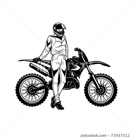 Sexy Girl And Motocross Motorcycle Enduro Stock Illustration