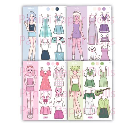 Printable Paper Doll Dress Up Girls Korean Paper Doll K Pop Doll