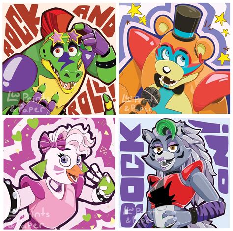 Fnaf Security Breach Glamrock Chica Glamrock Freddy Montgomery Gator Or Roxanne Wolf Five