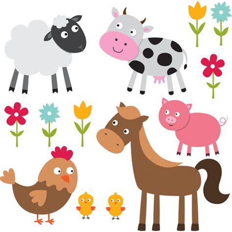 Clipart Animaux Ferme Ferme Animaux Clipart Ensemble Cheval Vache