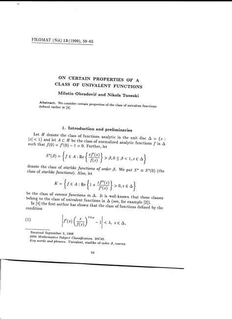 pdf on certain properties of a class of univalent functions