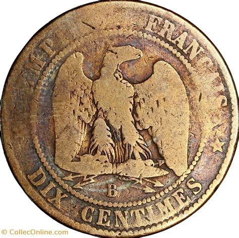 Dix centimes tête nue Napoléon III 1853 Rouen Monedas Mundo