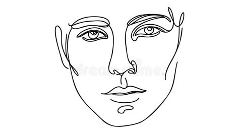 Continuous Line Drawing Of Man Profile Abstract Man Face Minimalistic
