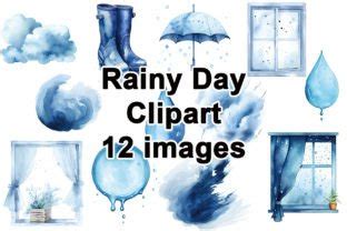 Rainy Day Watercolor Clipart Graphic By Charlie Graphics Creative Fabrica