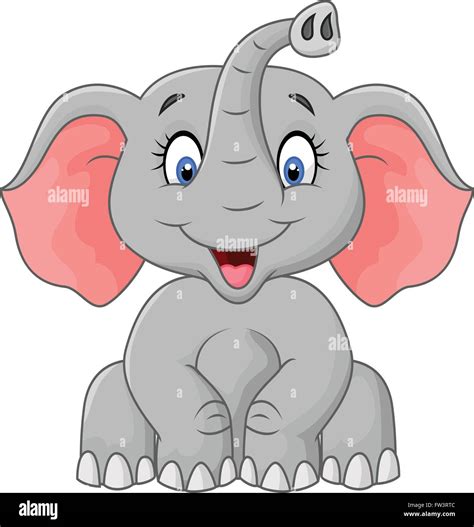 Baby Elephant Sitting Cartoon