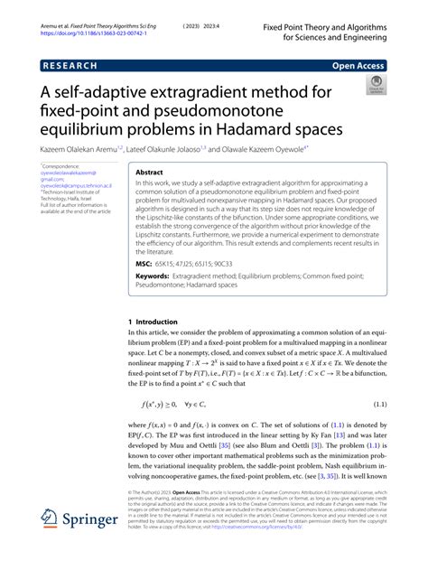 pdf a self adaptive extragradient method for fixed point and pseudomonotone equilibrium