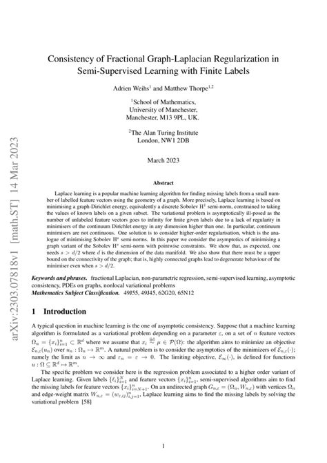 consistency of fractional graph laplacian regularization in semi supervised learning with finite