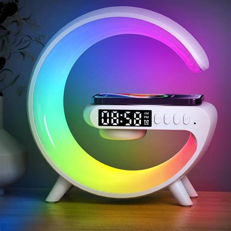 LED Wireless Charger Night Light Lamp Bluetooth Speaker Alarm Clock