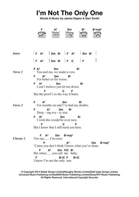 I M Not The Only One By Sam Smith Guitar Chords Lyrics Guitar