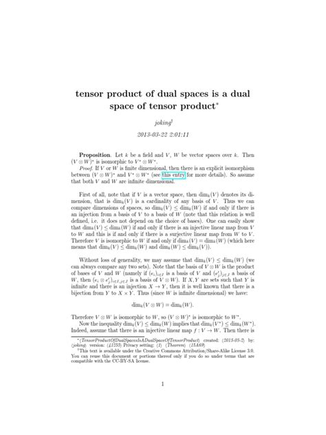 tensor product of dual spaces is a dual space of tensor product pdf basis linear algebra