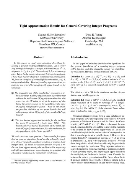 pdf tight approximation results for general covering integer programs