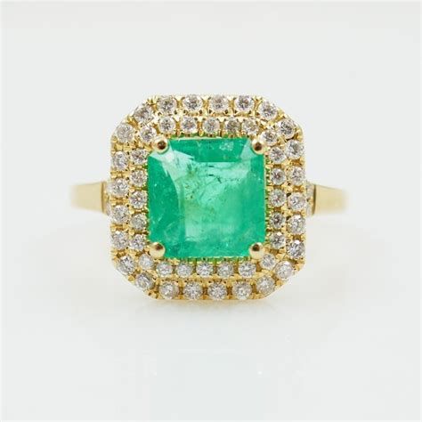 18 Carati Oro Giallo Anello 1 52 Ct Smeraldo Diamanti Catawiki