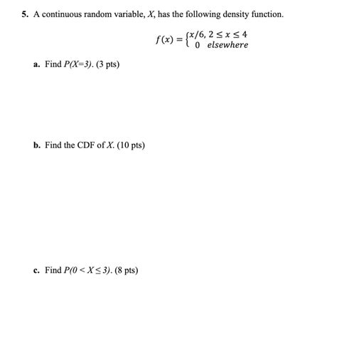 solved a continuous random variable x ﻿has the following