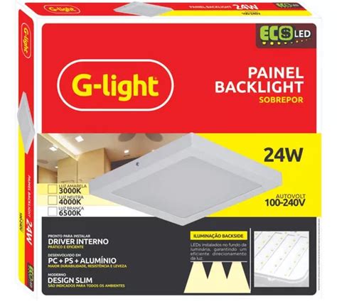 Painel Backlight Led Quadrado Sobrepor 24w 6500k G Light MercadoLivre