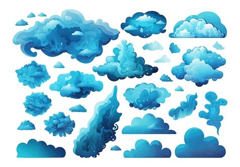 Conjunto De Nubes De Dibujos Animados Aislado Sobre Fondo Blanco Nubes