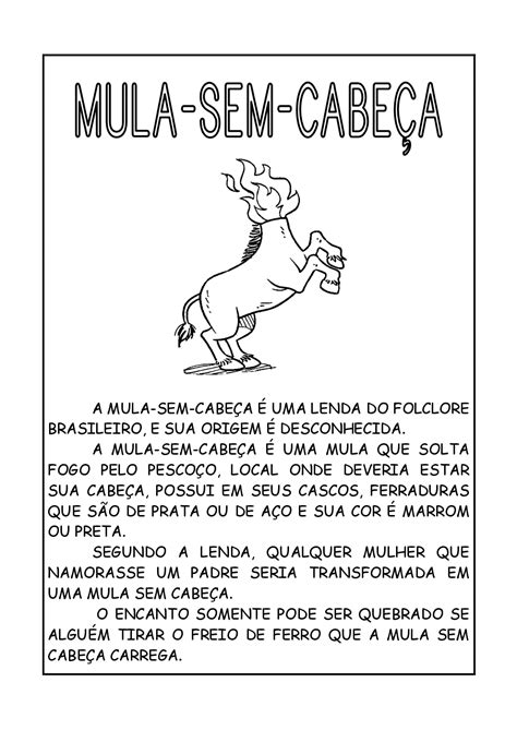 Lendas do Folclore Textos desenhos para imprimir SÓ ESCOLA
