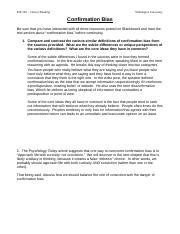 Confirmation Bias WK 5 2018 2 Docx PHI 100 Critical Thinking