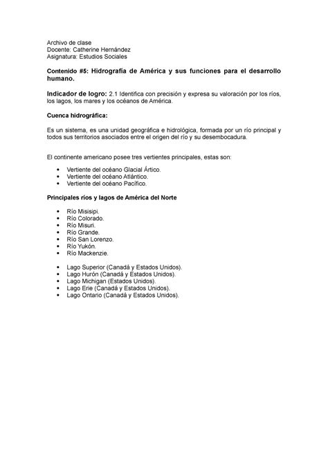 Contenido 5 Hidrografía de América y sus funciones para el desarrollo