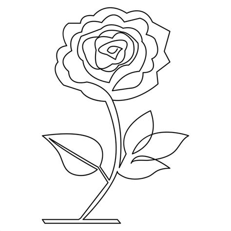 Flor de rosa continuo dibujo de arte de una sola línea contorno
