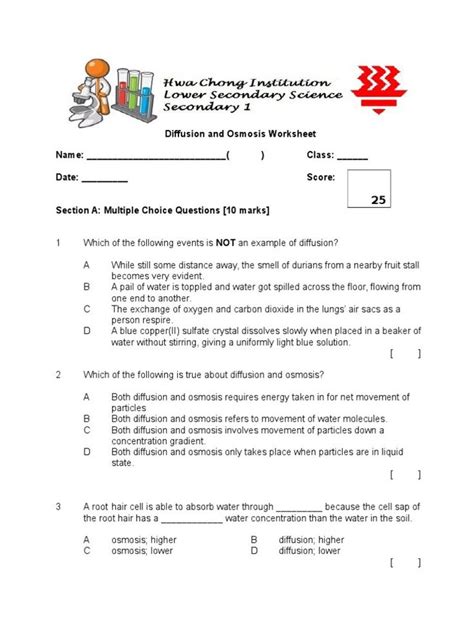 Diffusion And Osmosis Worksheet Worksheet For Education Solving