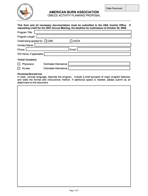 Fillable Online Ameriburn CME Activity Planning Proposal Form