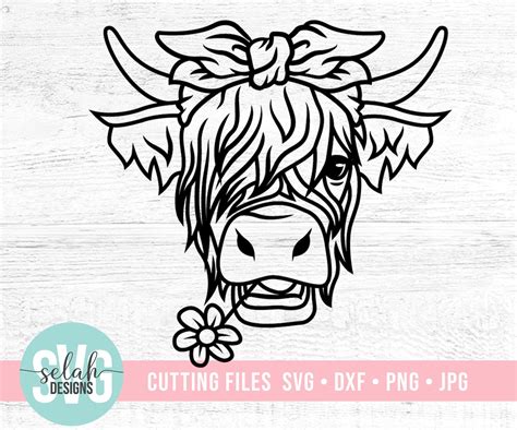 Highland Cow Bandana SVG Highland Heifer Svg Cow Image Cow Etsy