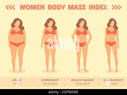 BMI Body Mass Index Infografik Vektor Illustration Mit Frau Silhouette