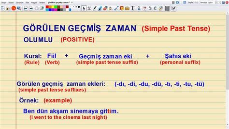 Learn Turkish Lesson Simple Past Tense Görülen Geçmiş Zaman YouTube