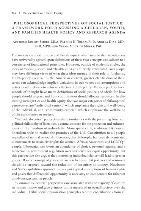 Appendix A Paper Abstracts Perspectives On Health Equity And Social