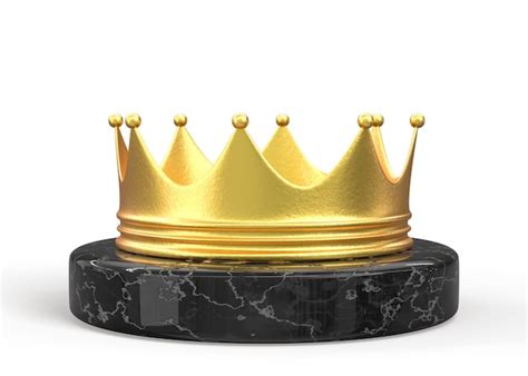Premium Photo Golden Royal Crown For King And Queen On Black Marble