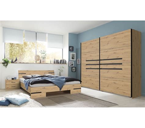 Chambre À Coucher Complète Adulte lit 140x200 cm 2 Chevets Armoire