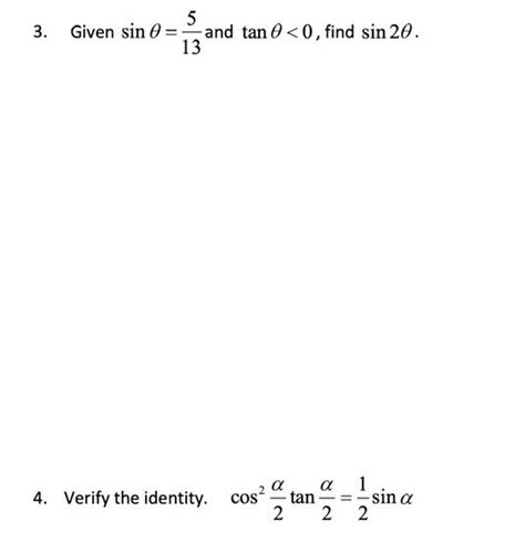 solved 5 3 given sin 0 and tan 0