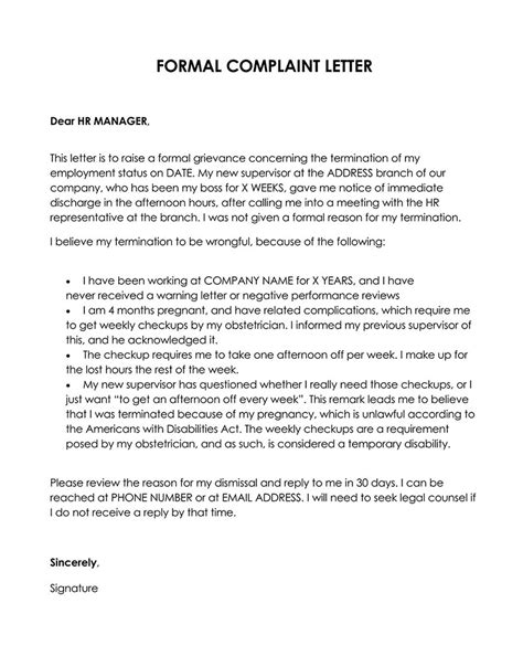 Examples Of Formal Complaint Letter 20 Free Templates