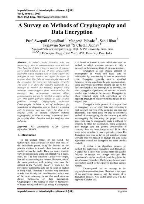 pdf a survey on methods of cryptography and data encryption